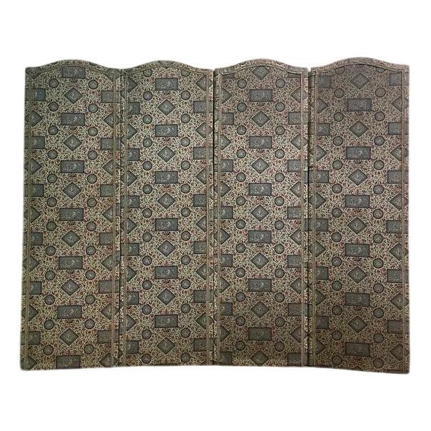 Fabric Screen with Scenery and Flower Patterns | Chairish
