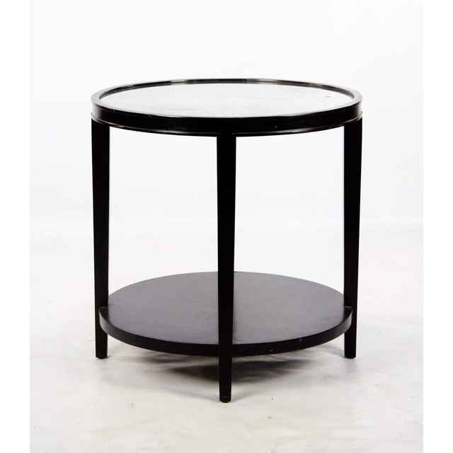 Modern Black Drum Mirrored Top Side Table | Chairish