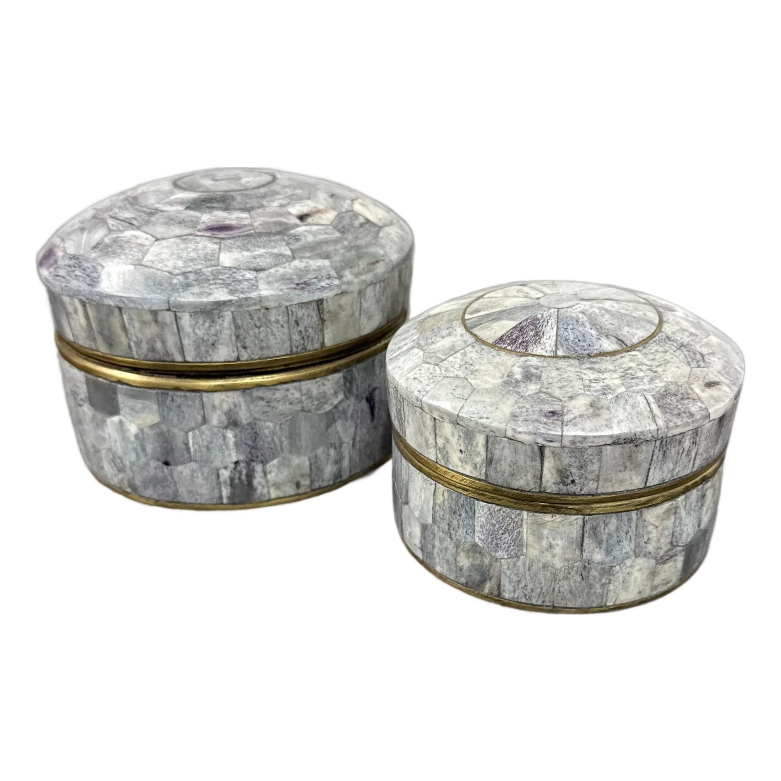 Interlude Home Gianna Bone and Brass Designer Trinket Boxes, Set of 2 ...