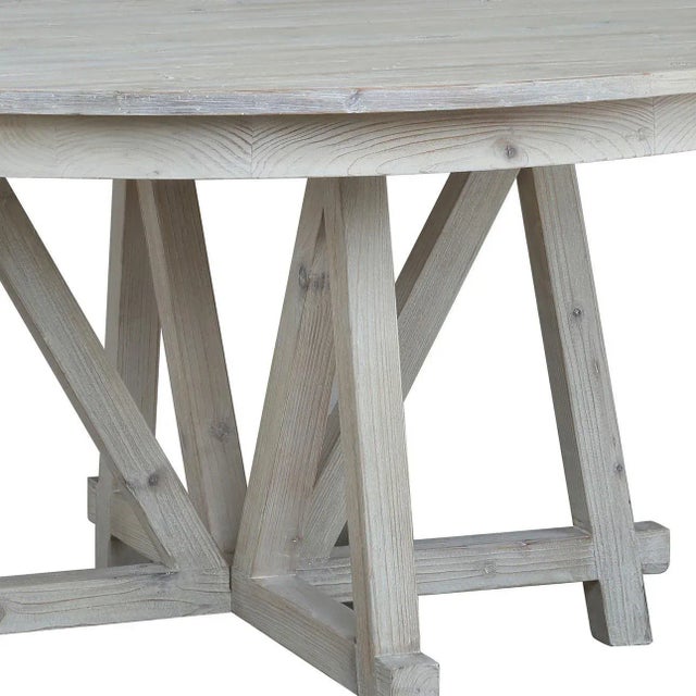 White Wash Farmhouse Round Table | Chairish