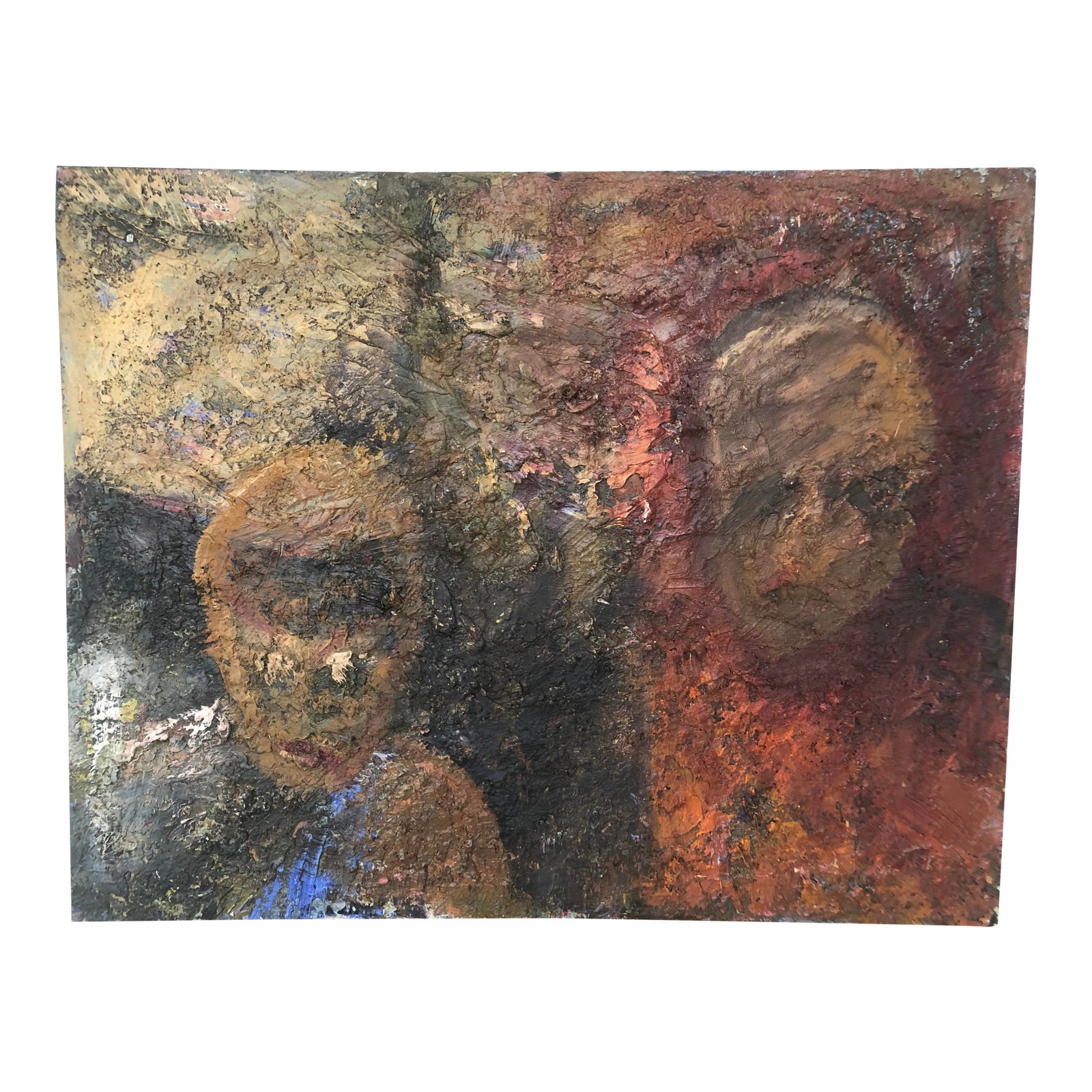 Heavy Textured Abstract Oil Painting | Chairish