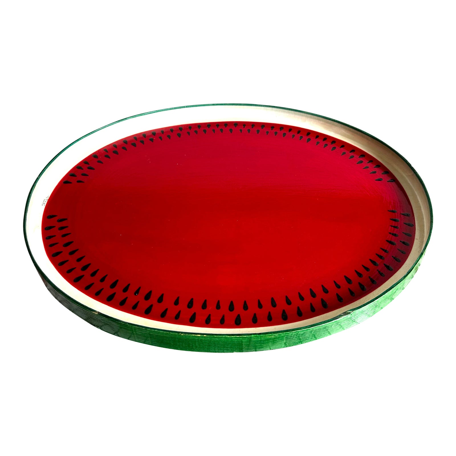 Vintage Paper Mache Large Watermelon Tray Signed | Chairish