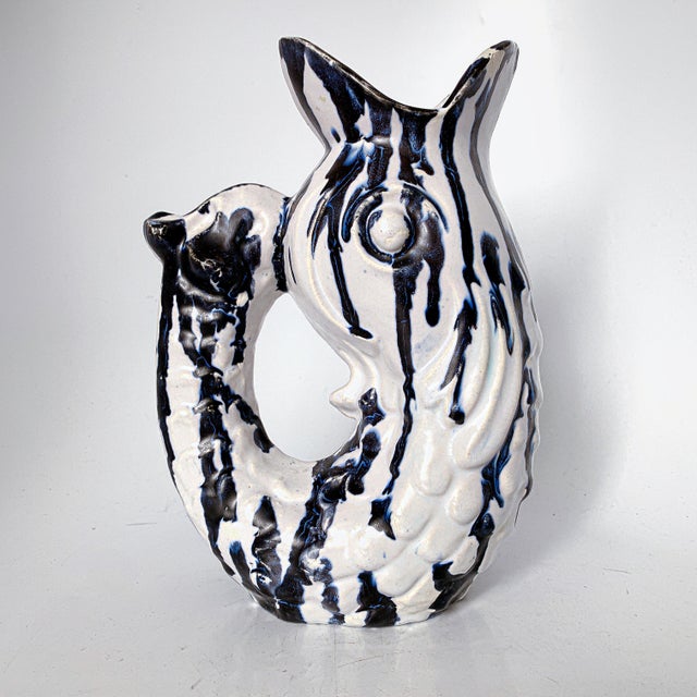 Vintage Studio Pottery Maltese Art Hand Glazed Gurgling Fish Pitcher ...