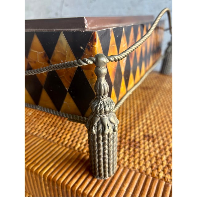 Vintage Maitland-Smith Penshell Decorative Box With Rope Tassel Base ...