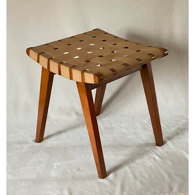 Early 1950s Attributed to Jens Risom for Florence Knoll Stool With Webbed Seat | Chairish