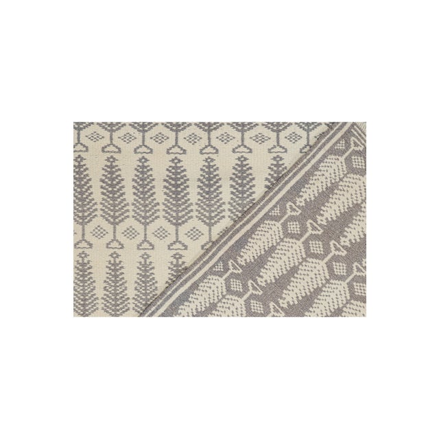 Rug & Kilim’s Zilu Style Kilim in White With Gray Floral Pattern | Chairish