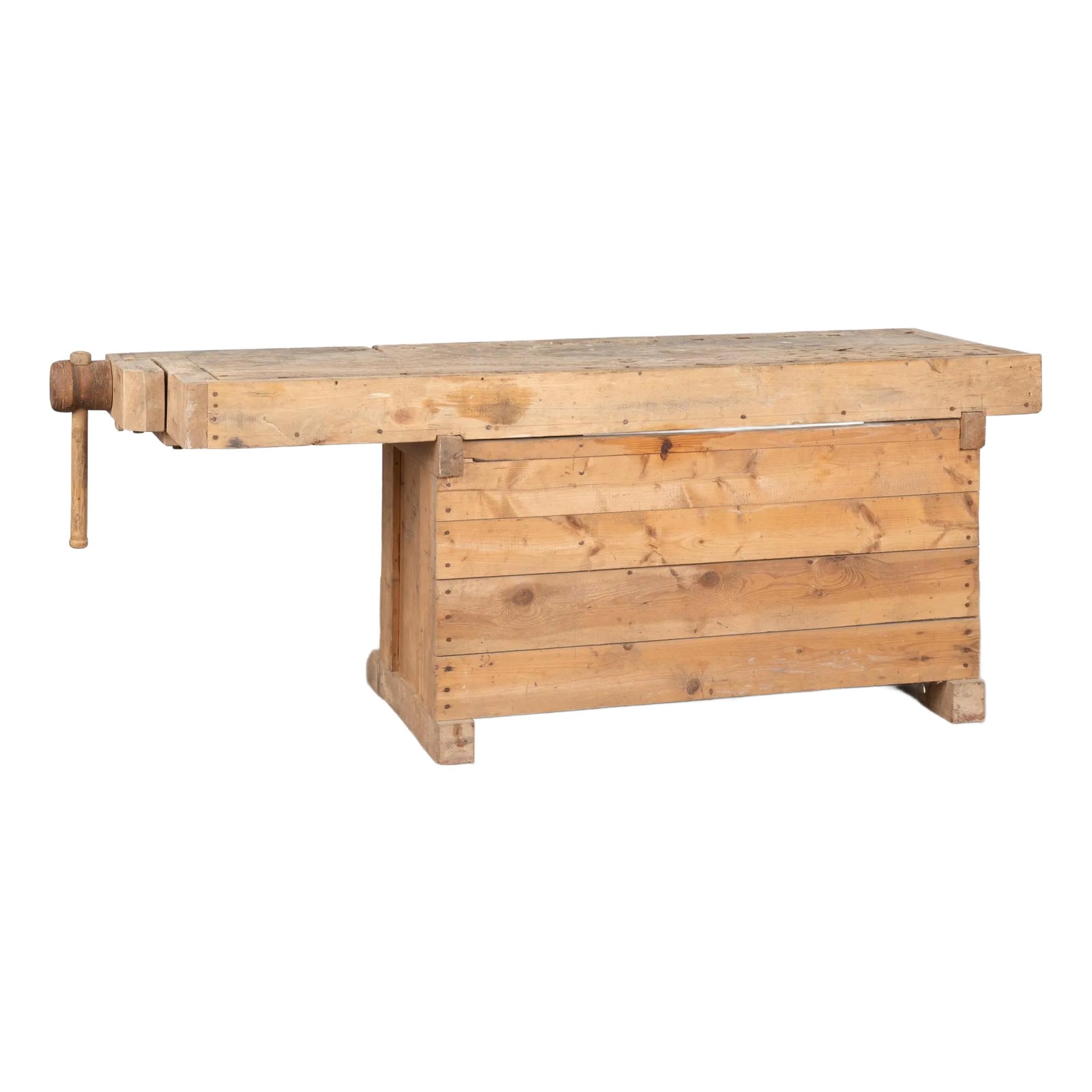Rustic Carpenter's Workbench Console Table With Shelf and Storage ...