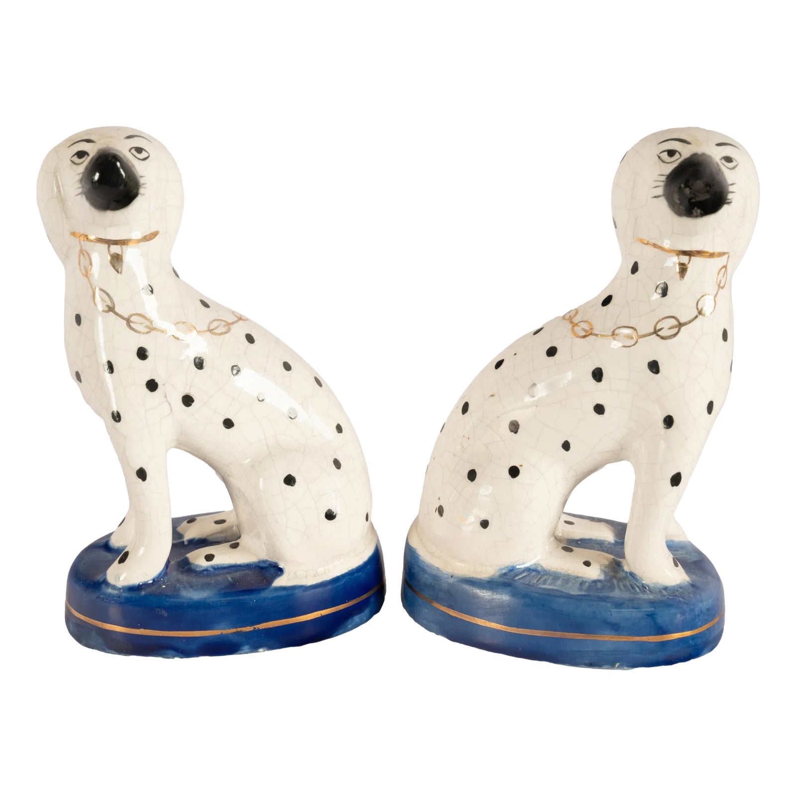 Pair of Antique 19th Century Staffordshire Dalmatian Pottery Dog ...