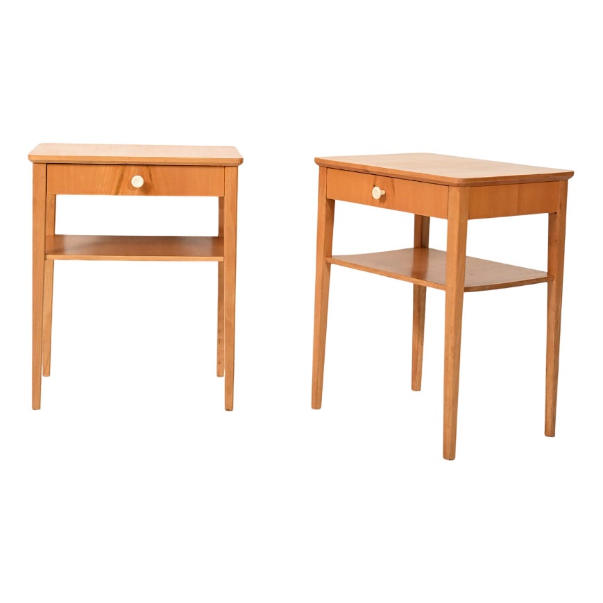 Scandinavian Beech Bedside Tables, 1950s, Set of 2 | Chairish