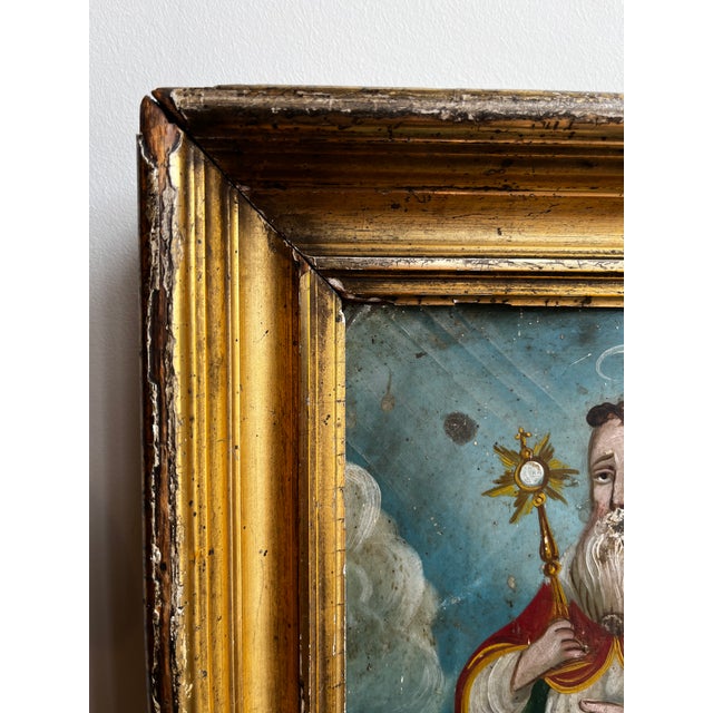 Late 18th Century Antique Retablo in Gold Frame | Chairish