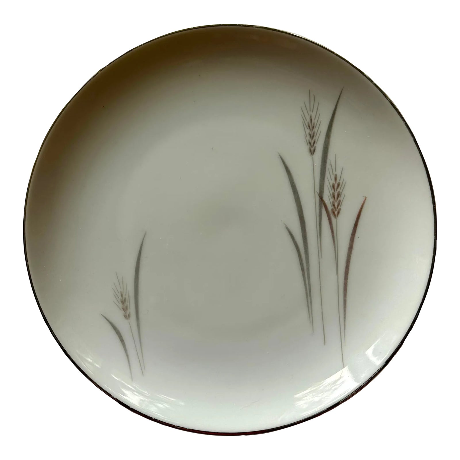 Vintage Platinum Wheat Plate | Chairish