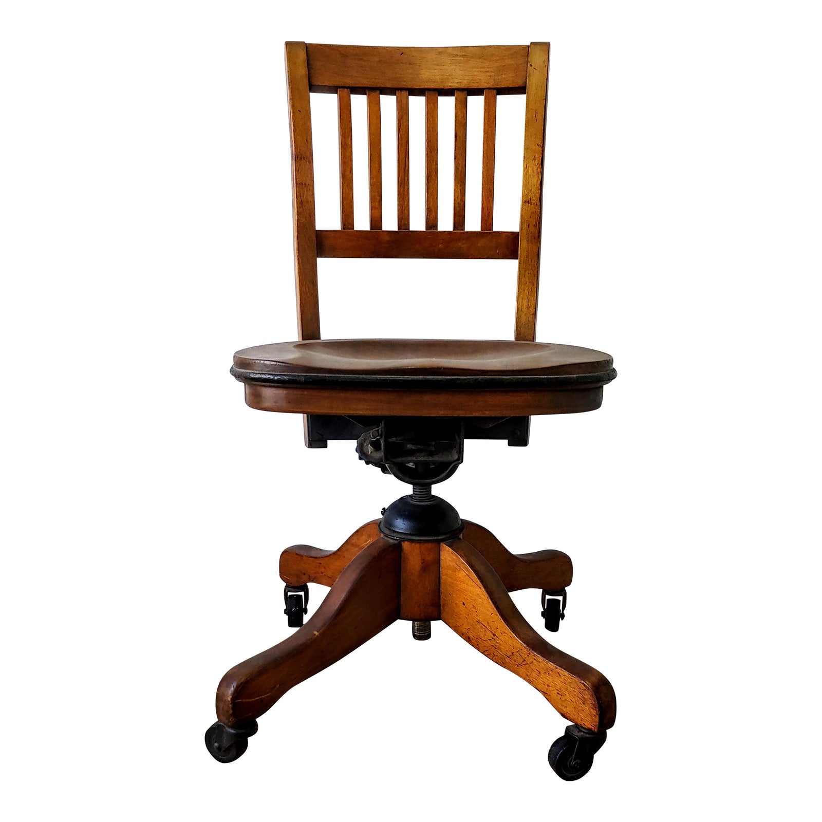 Vintage Allen Chair Corporation Wooden Swivel Office Chair | Chairish