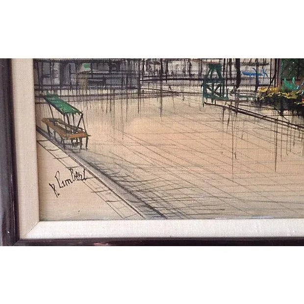 Vintage Mid-Century Paul Lambert 1960's Parisian Street Scene Painting ...
