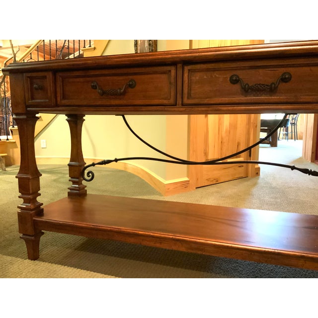 Stanley Furniture Traditional Console Table With Metal Accents | Chairish