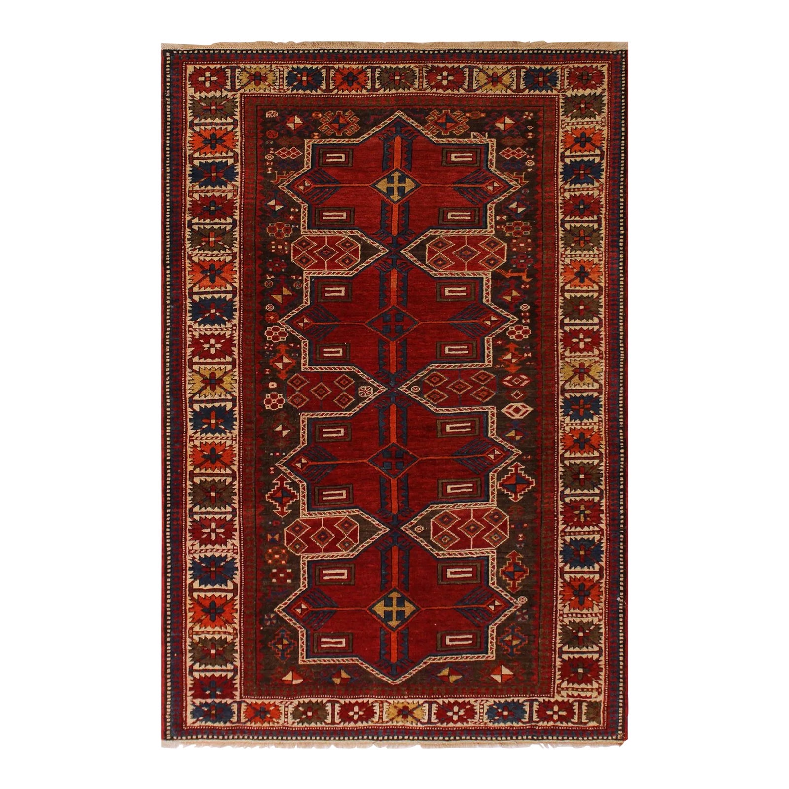 1990s 1990s Antique Baku Vintage Wool Rug - 4'2'' X 6'7'' | Chairish