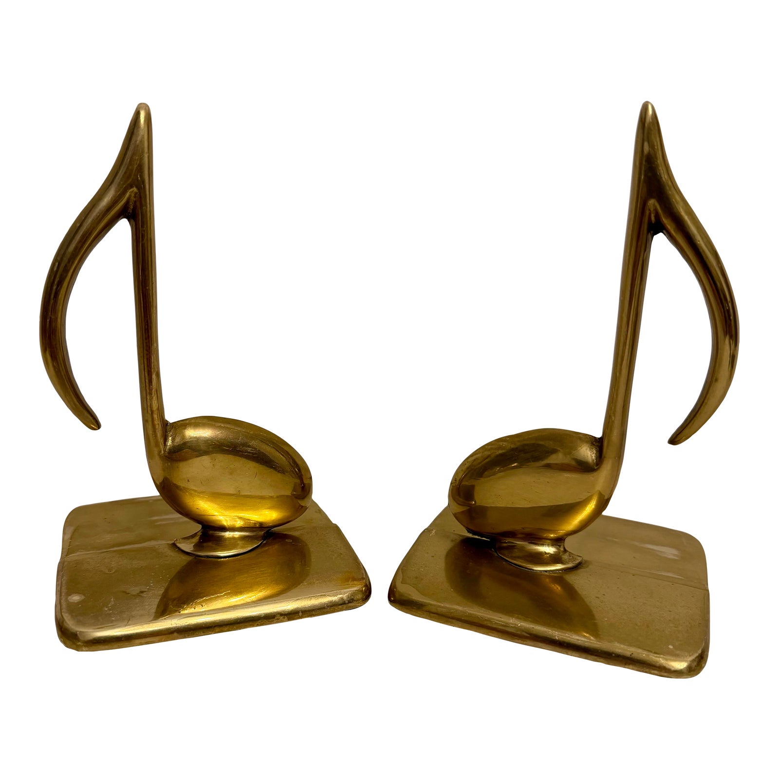 Pair Solid Brass Musical Notes Bookends | Chairish