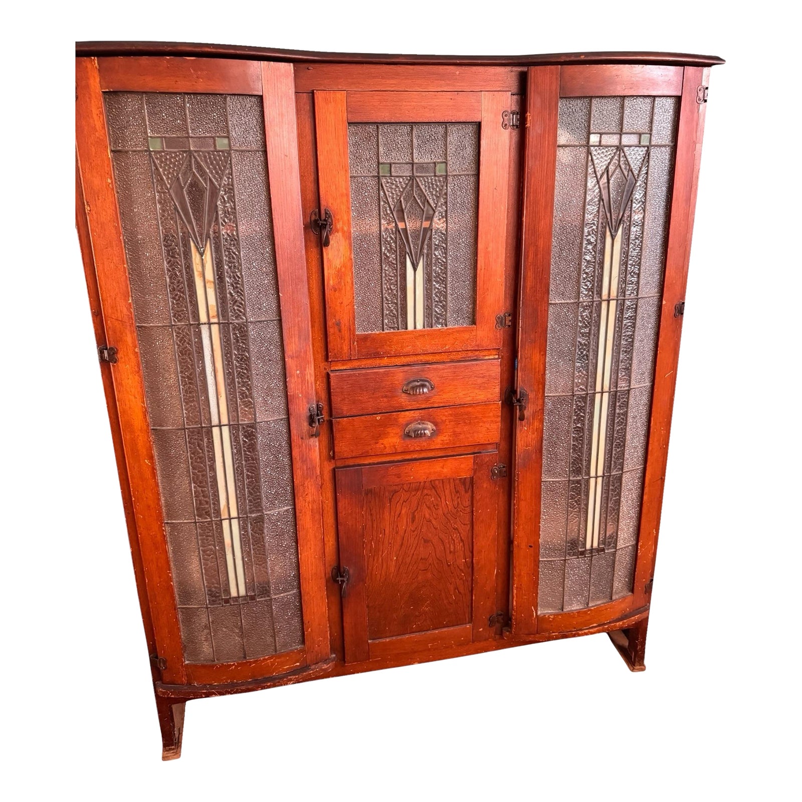 1920s Antique Leadlight Doors Kitchen Pantry, Breakfront or Armoire ...