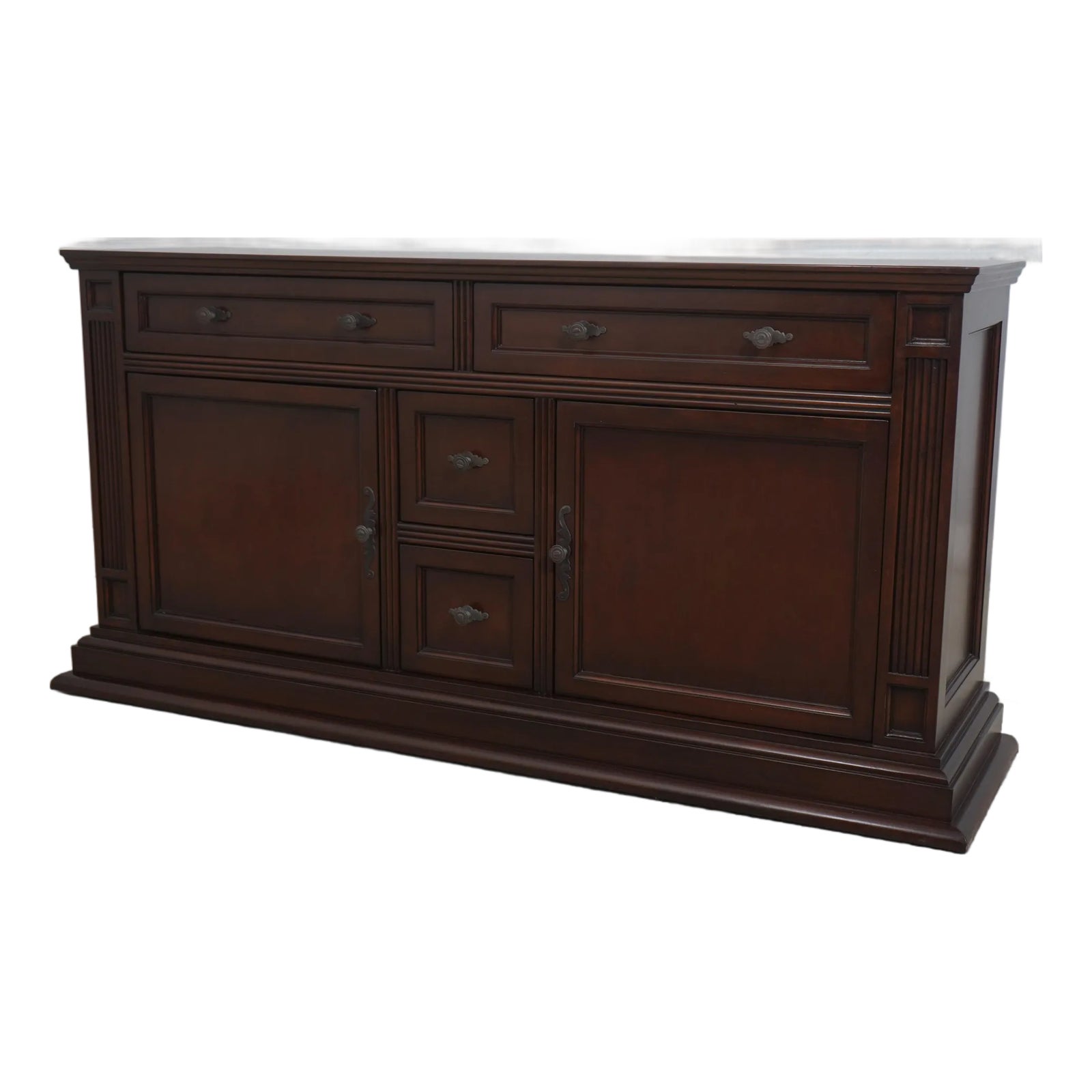 French Country Style Cherry Entertainment Tv Console or Bar | Chairish