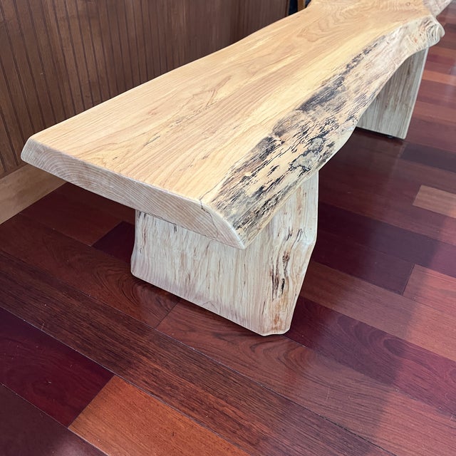 Live Edge Elegant Spalted Maple Wood Bench | Chairish