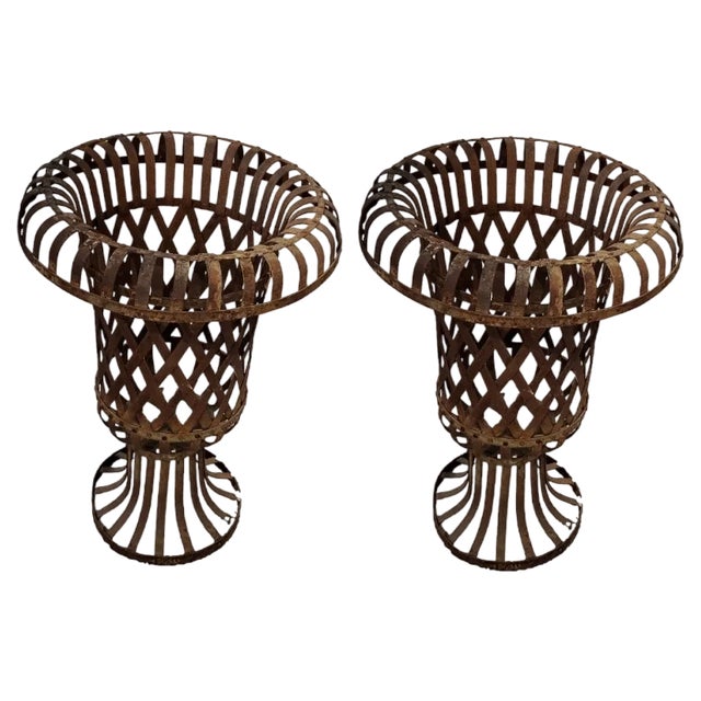 Wrought Iron Planters, Set of 2 | Chairish
