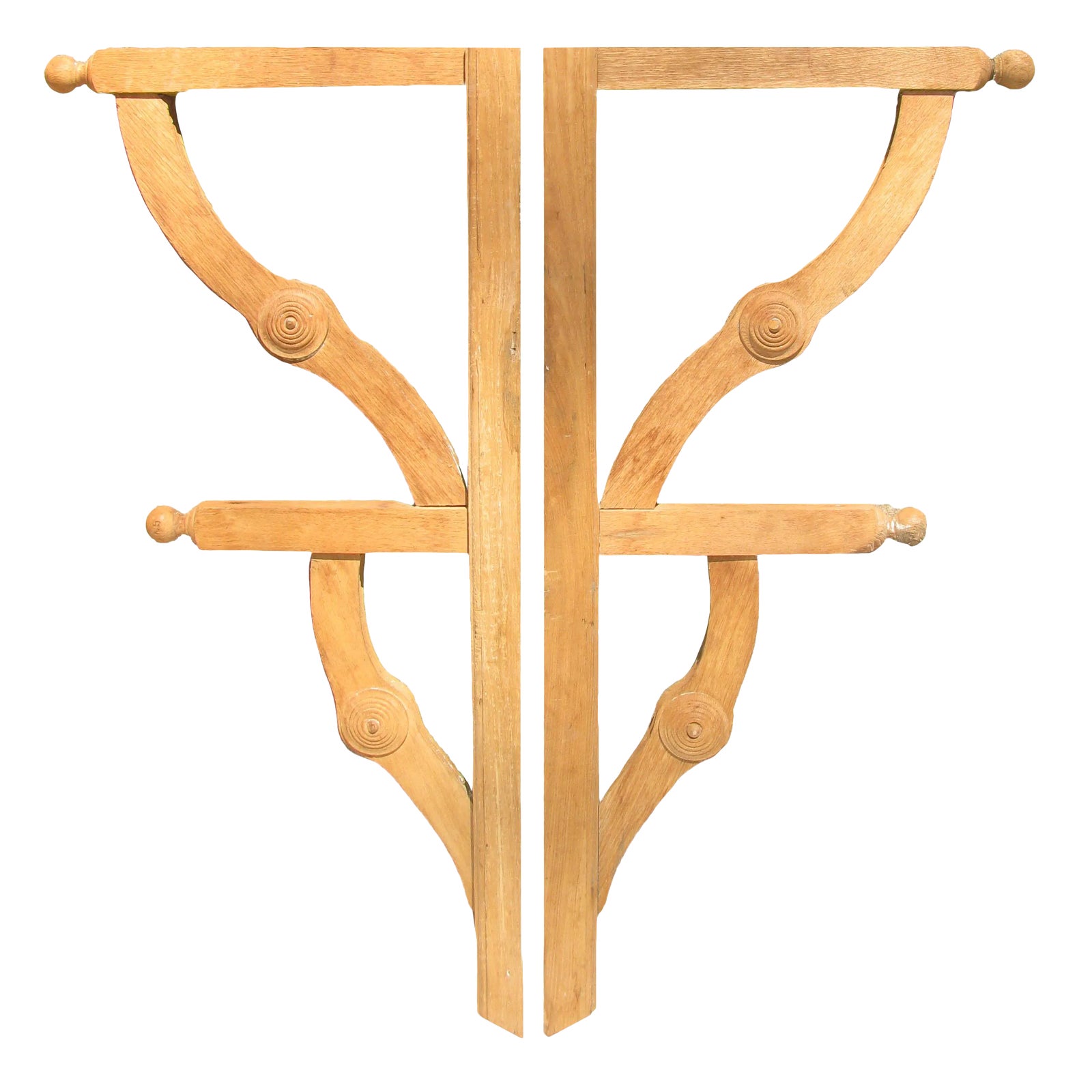 Large Vintage Wood Architectural Elements / Brackets, Pair | Chairish