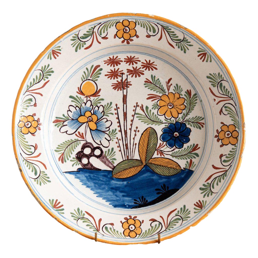 Early 19th Century Dutch Polychrome Floral Platter from Delftware ...