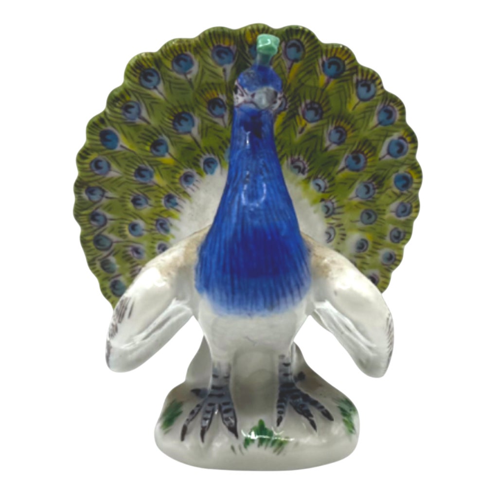 Peacock Model with Blue Crossed Swords from Meissen Porcelain, 1890s ...