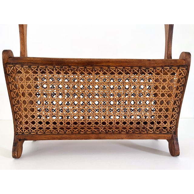Antique Italian Cane and Wood Magazine Rack | Chairish
