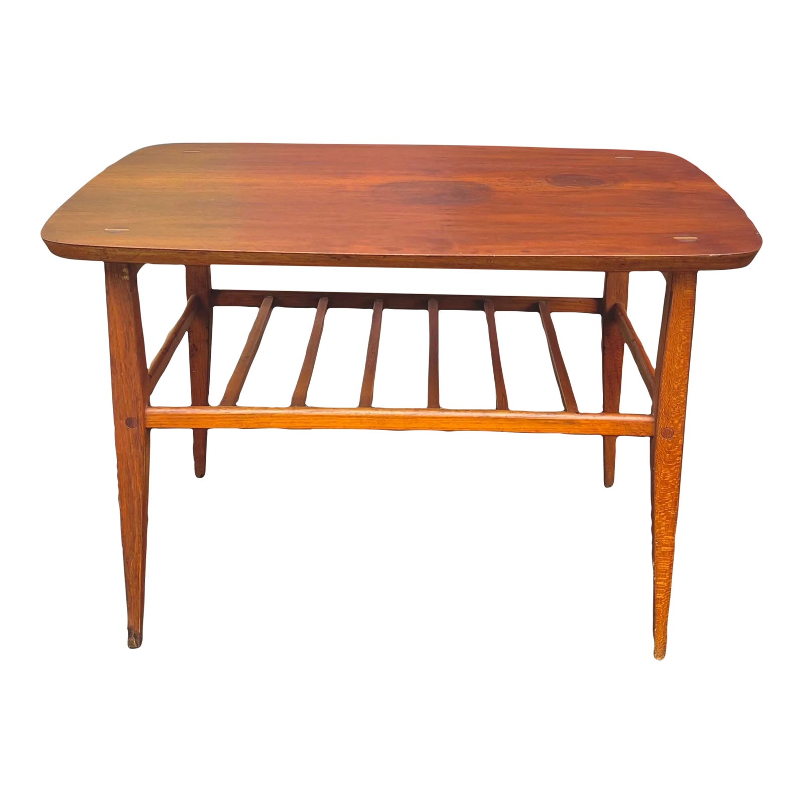 Mid 20th Century Lane Rounded Rectangular Side Table With Slatted ...