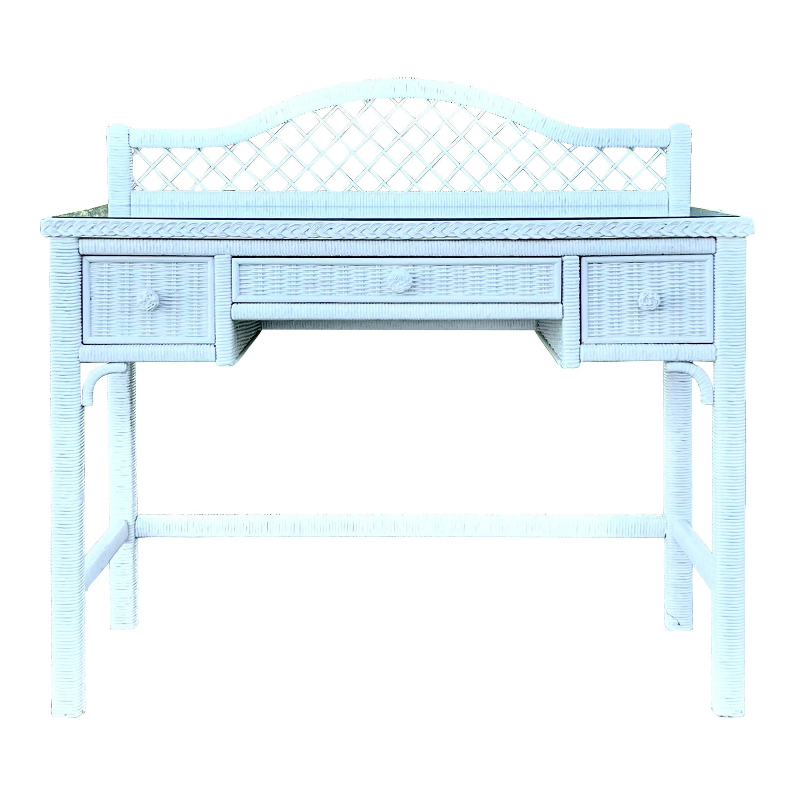 Vintage Henry Link Wicker Writing Desk | Chairish