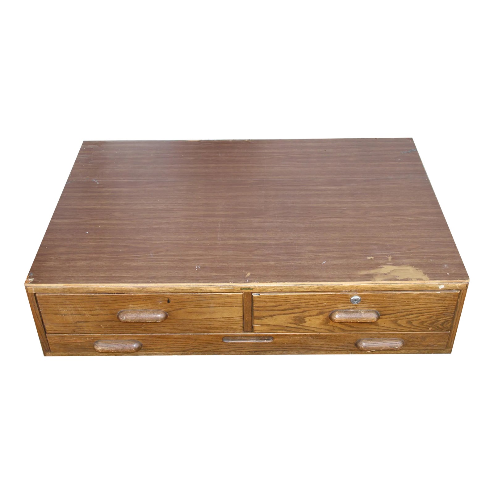 1910s Hamilton Wood Flat File Cabinet | Chairish