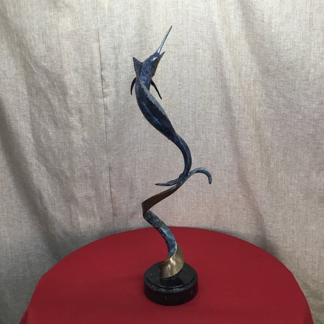 Geoffrey Smith 1994 Blue Marlin Bronze Sculpture 20/48 | Chairish
