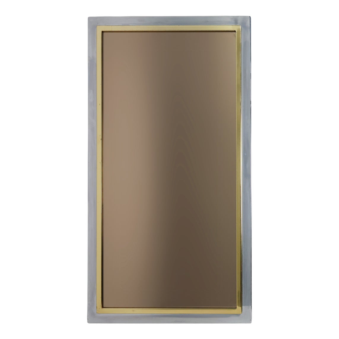 Large Mid-Century Mirror in Metal and Fumé Glass from Belgo Chrome ...
