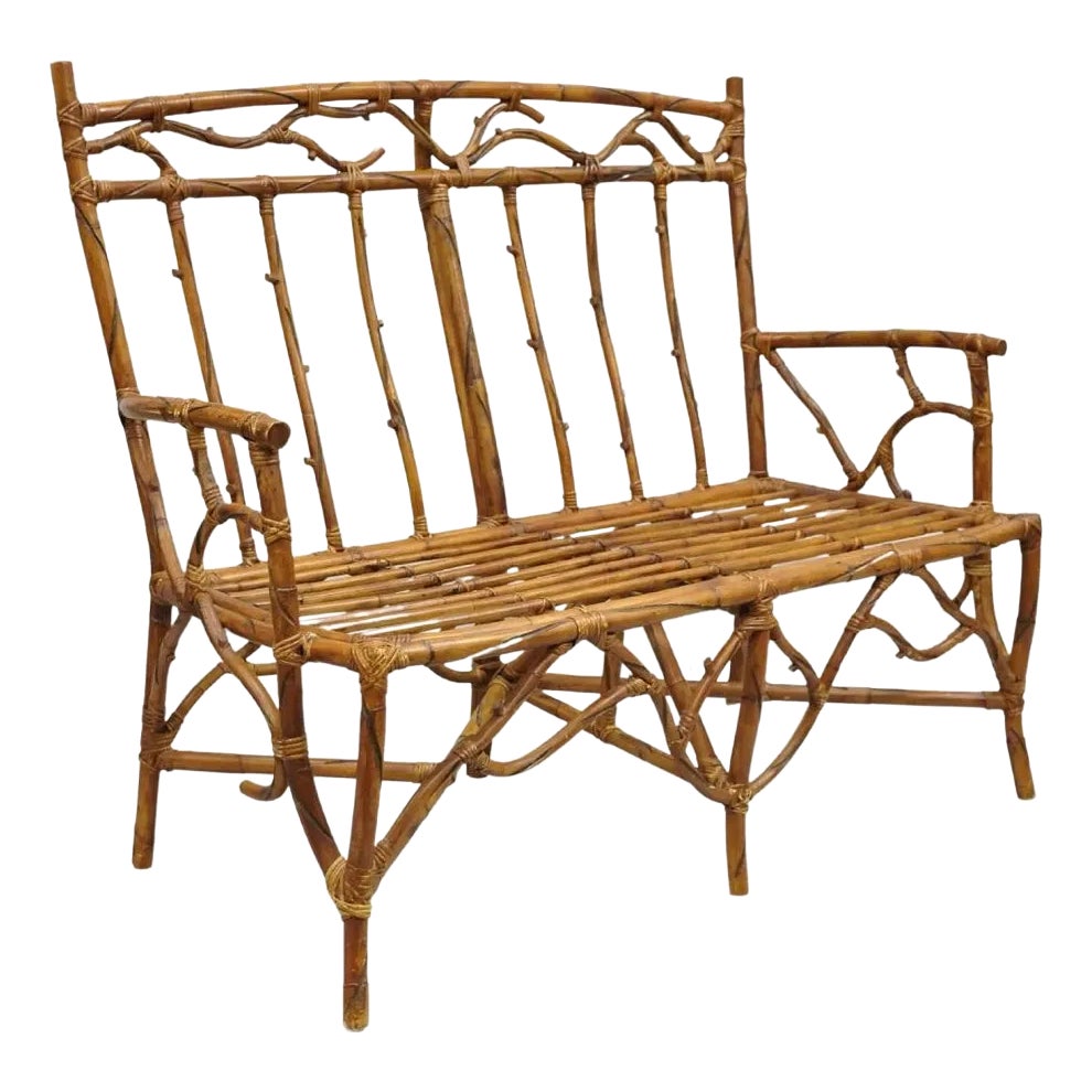 Late 20th Century Vintage Rustic Bamboo Rattan Tree Branch Form ...