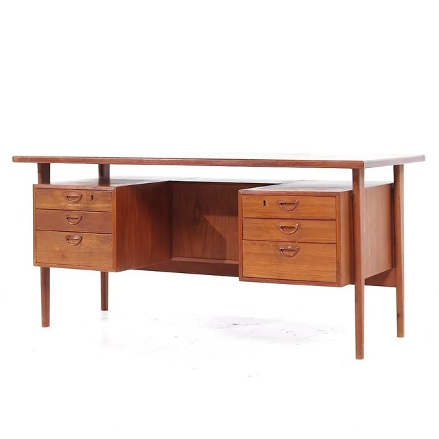 Peter Lovig Mid Century Teak Executive Desk | Chairish