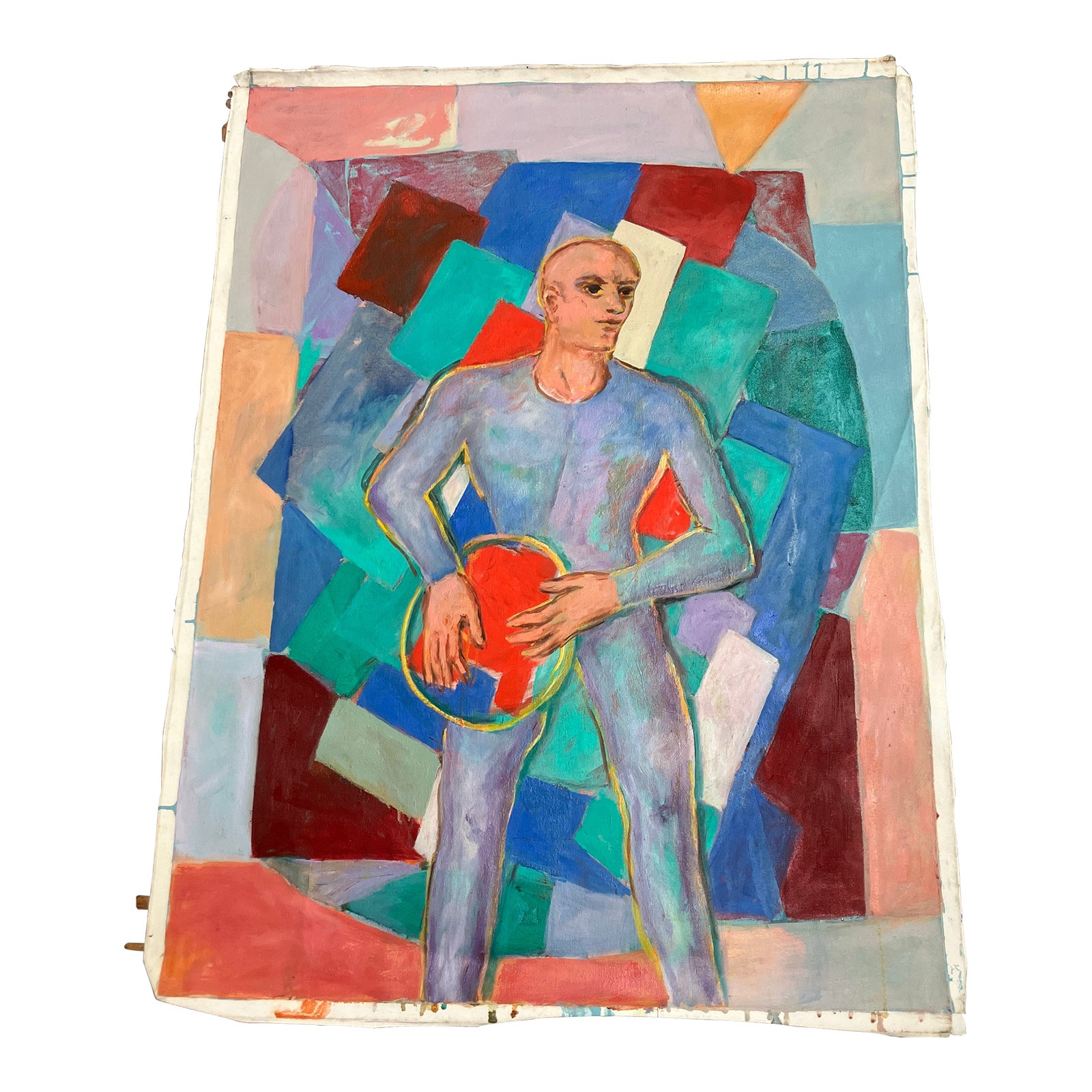 1980’s Original Abstract Expressionist Male Figure Painting | Chairish