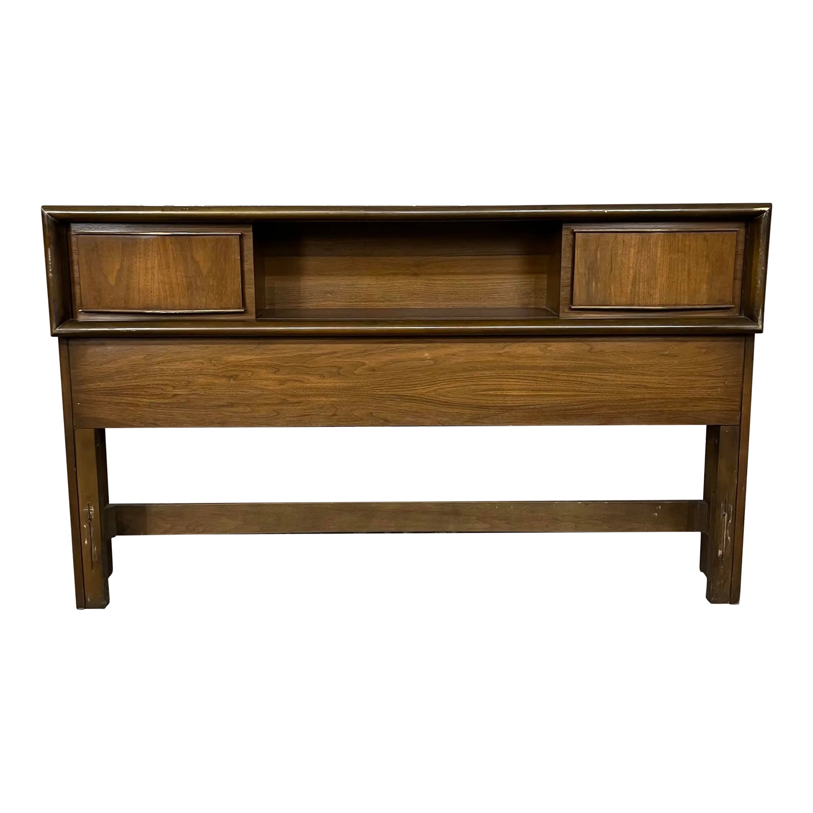United Furniture Walnut Headboard With Storage | Chairish