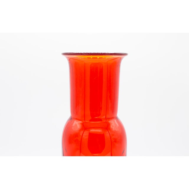Large Red Art Glass Vase | Chairish