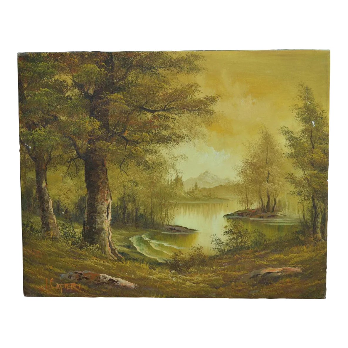 Oil Painting on Canvas by Italian Artist: I. Cafieri Vintage 1990s ...