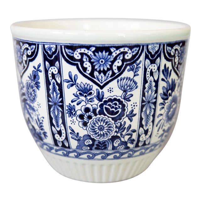 Vintage Dutch Delft Floral Planter Jardiniere | Chairish