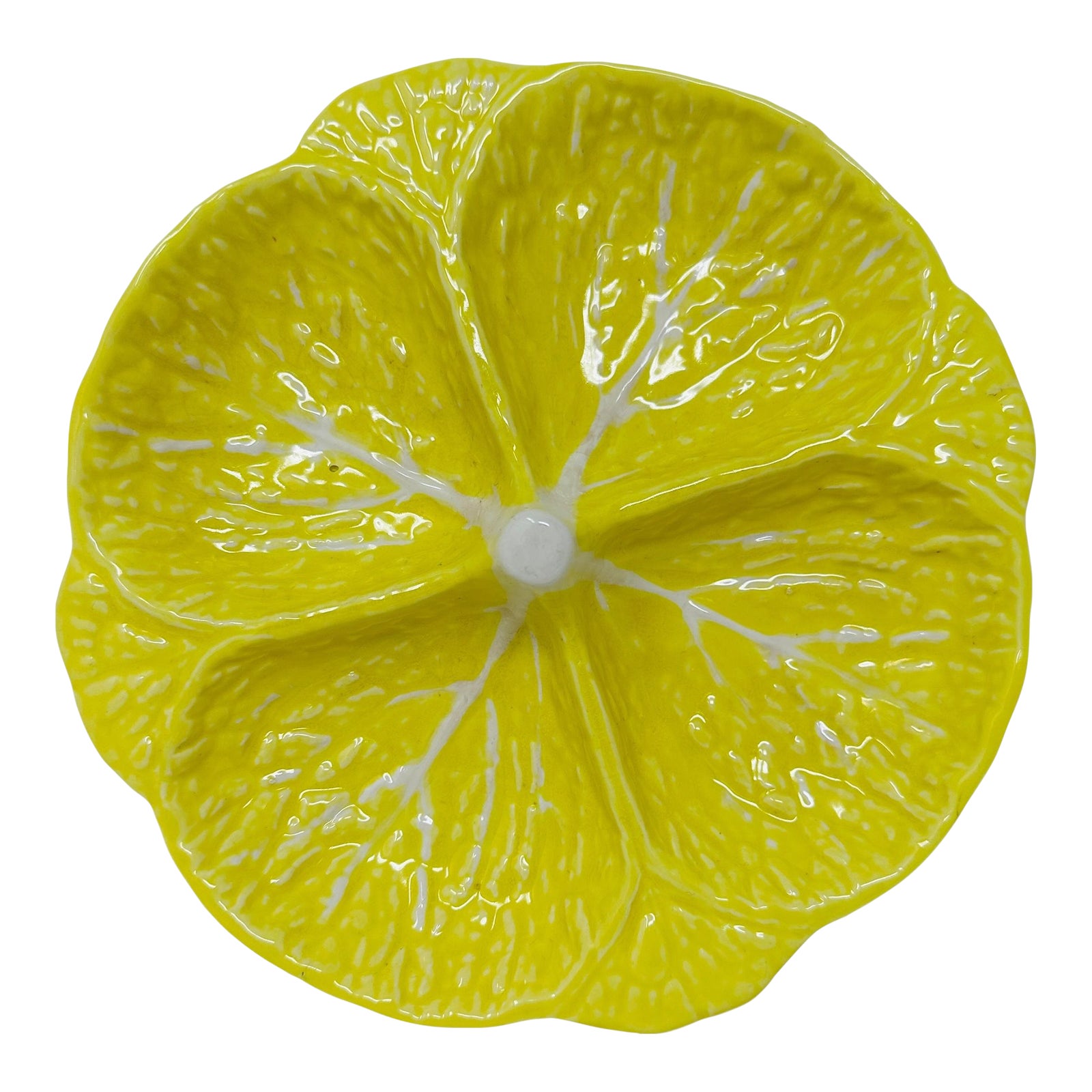 Vintage Yellow Cabbage Leaf Majolica Divided Serving Dish | Secla ...