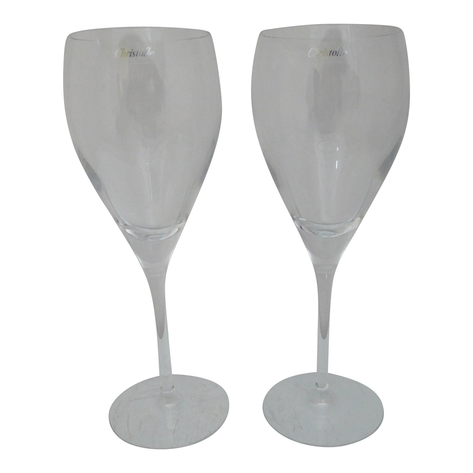 Christofle Fine Crystal Albi Glassware Water Goblet Pair Unused | Chairish