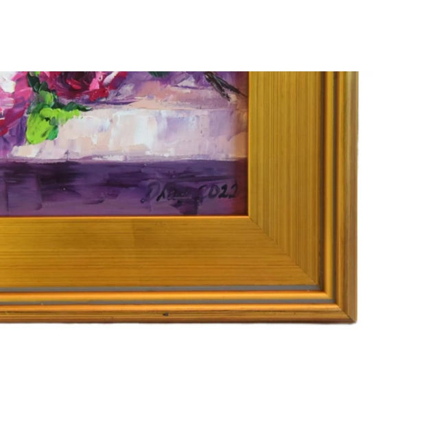 Lavender Floral Bouquet of Roses Artist “ Dorothy Laz” Signed Oil ...