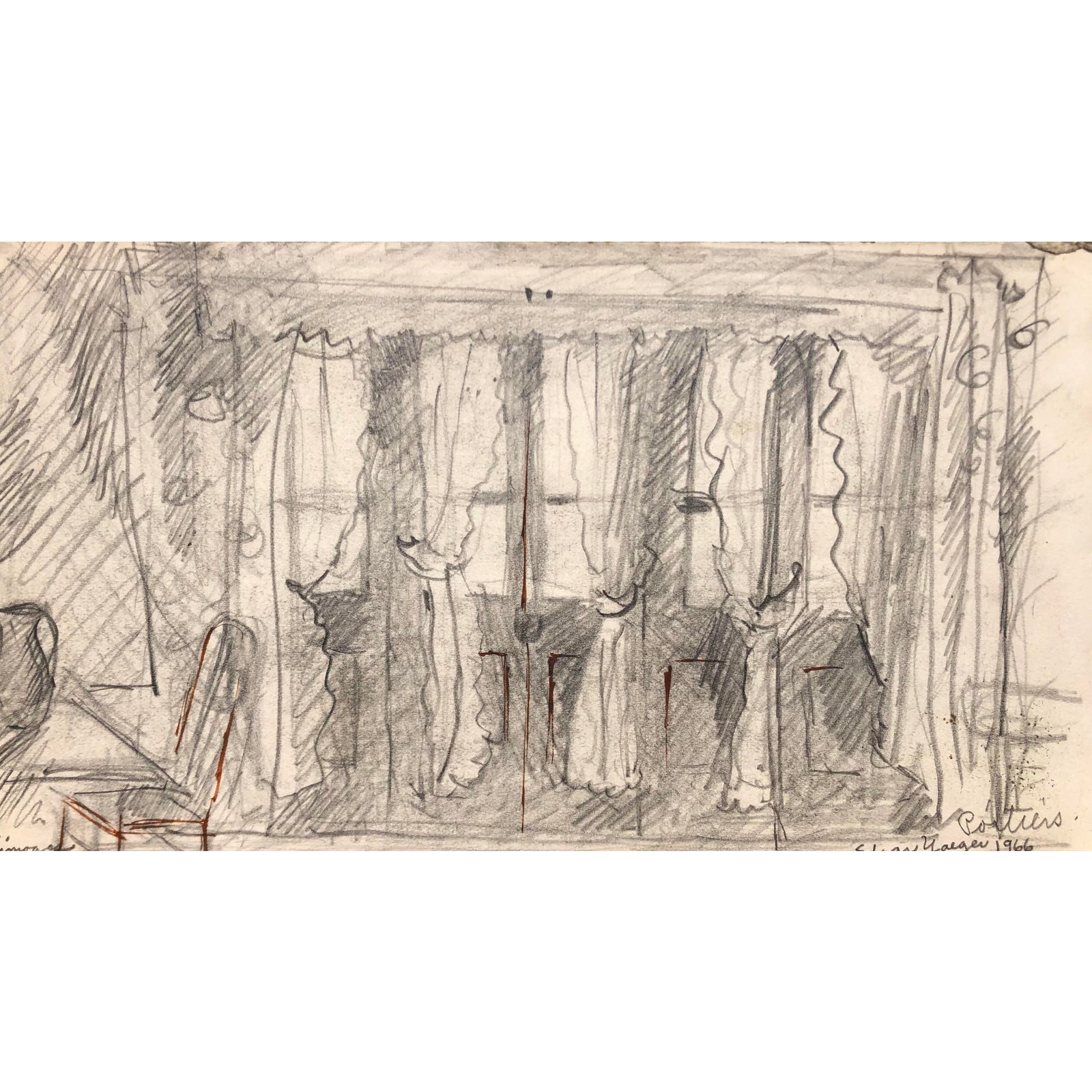 1966 Edgar Yaeger Interior Drawing | Chairish