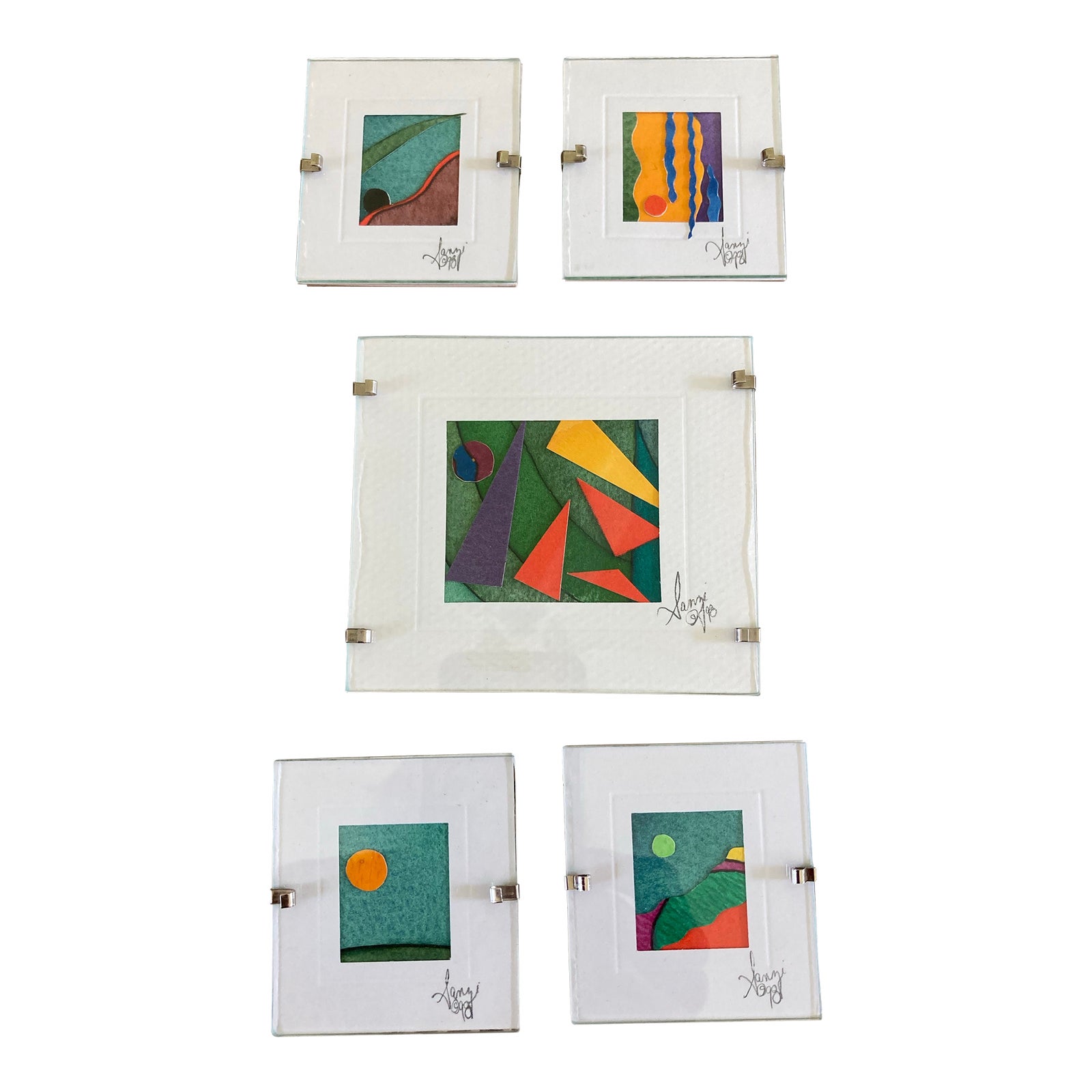 1990s Original Textile Art Miniatures, Signed and Numbered- Set of 5 ...