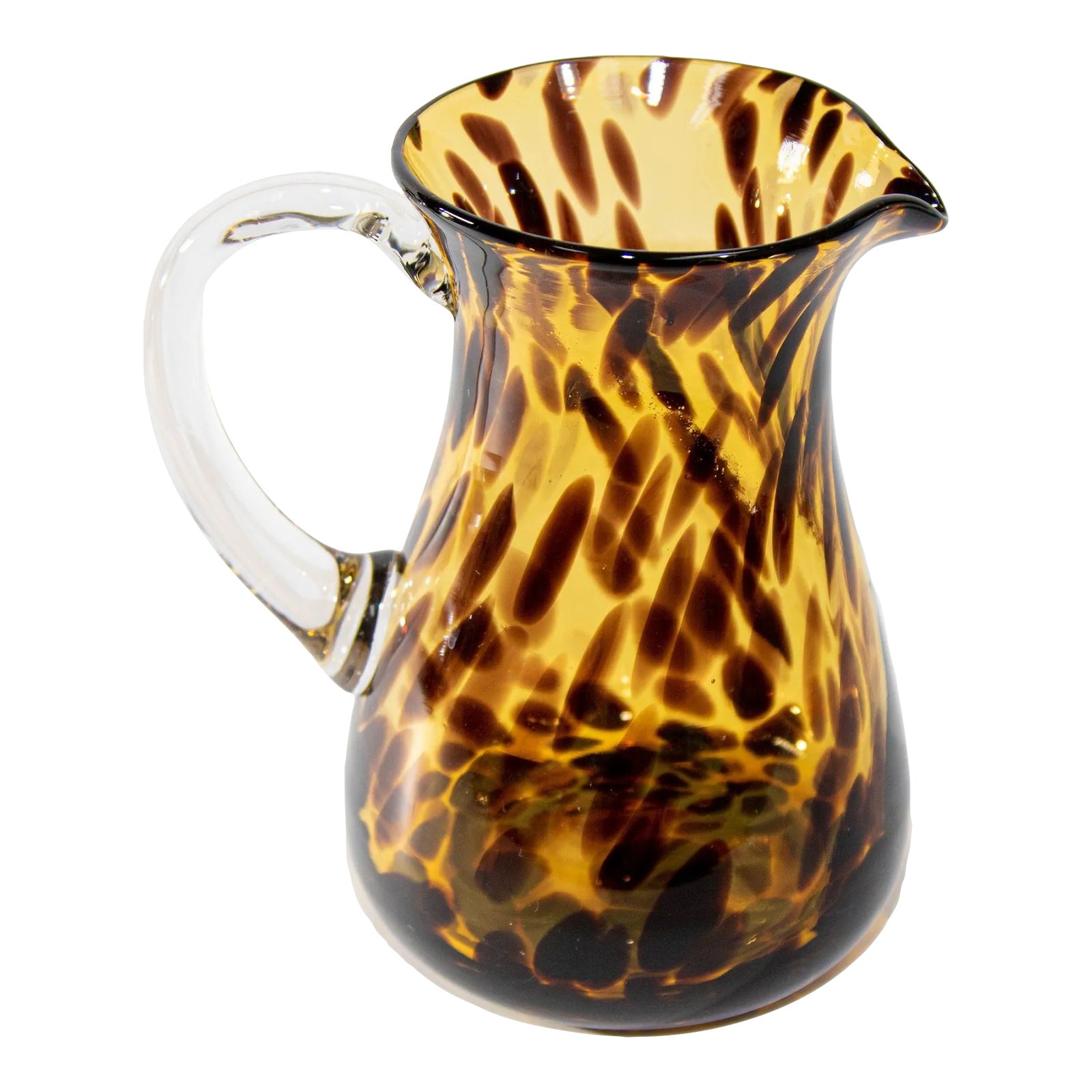 Vintage Tortoise Shell Hand-Blown Glass Pitcher | Chairish