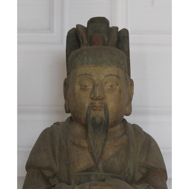 1915 Chinese Government Official Wooden Figure | Chairish