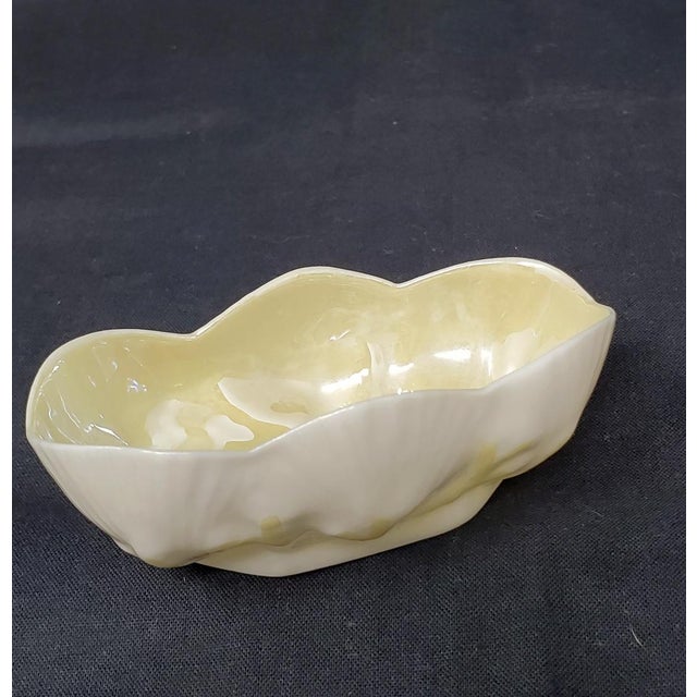 Vintage Belleek White Shell Open Salt Dip - Yellow Inside - 3-1/8" Long ...