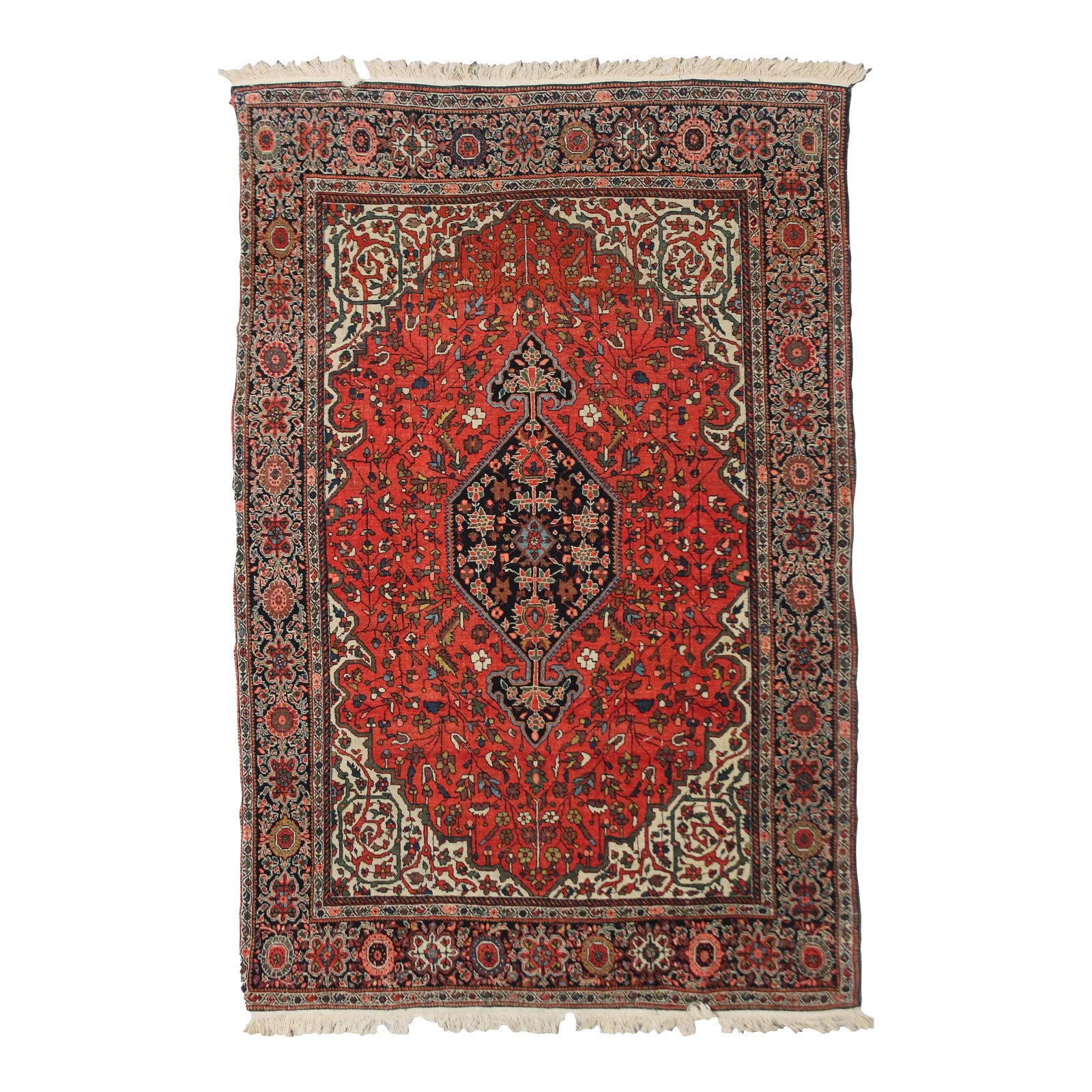 Hand Knotted Antique Saruk Farhan Rug - 4'1" X 6'10" | Chairish
