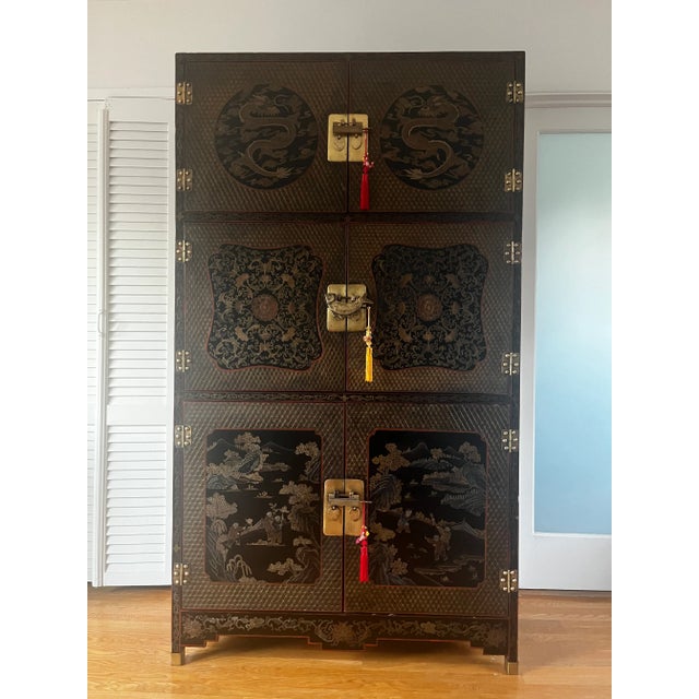 1910s Chinese Storage Cabinet With Intricate Detailing | Chairish